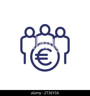 labor costs icon with workers and euro line vector Stock Vector Image ...