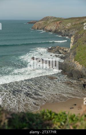 Newgale, sea and surf, Pembrokeshire, West Wales coastal scene Stock ...