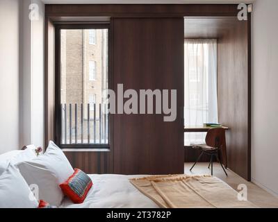 Bedroom with small study space. Mount Row Apartments, London, United ...