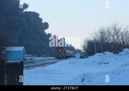 Train Derailment and Oil Fire Stock Photo - Alamy