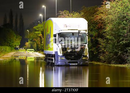 A Kingsmill lorry stuck in floods on Barnsdale Road near Castleford in ...