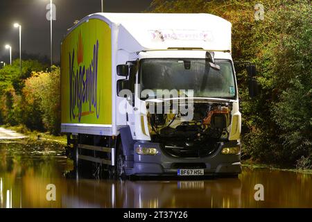 A Kingsmill lorry stuck in floods on Barnsdale Road near Castleford in ...