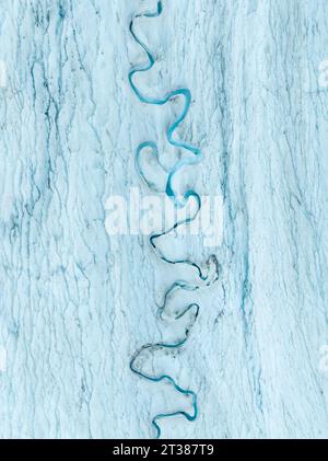 Meltwater river on a Glacier - Aerial Stock Photo - Alamy