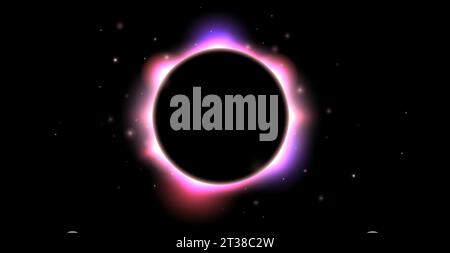 Iridescent round aura eclipse. Pink purple planet glow background. Sun ...