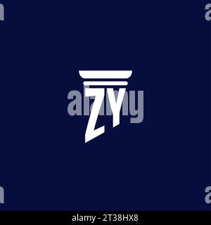 ZY initial monogram logo design in a rectangular style with curved side ...