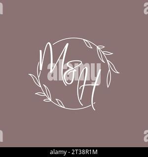 MH letters Beautiful floral feminine editable premade monoline logo ...
