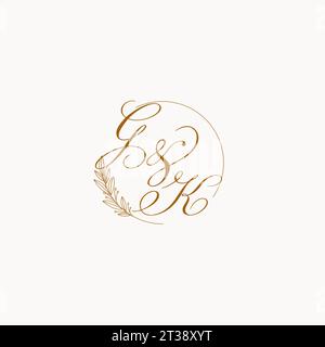 GK logo initials monogram with circular lines, minimalist and clean ...