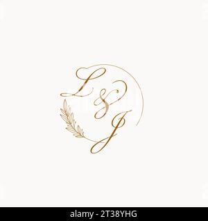 LJ logo initials monogram with circular lines, minimalist and clean ...