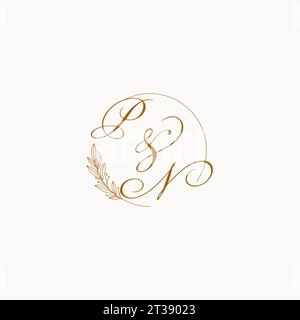 PN logo initials monogram with circular lines, minimalist and clean ...