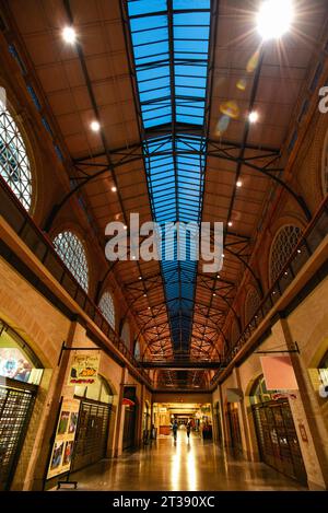 Interior of the historic Ferry Building marketplace with arching ...