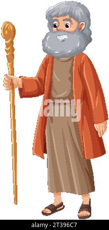 A vector cartoon illustration of Moses from the religious Bible story ...
