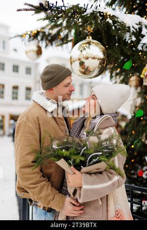 Big Christmas tree in Tallinn city on square in new quarter Noblessner ...