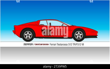 Ferrari Testarossa 512 vintage super car, italian design, vector ...