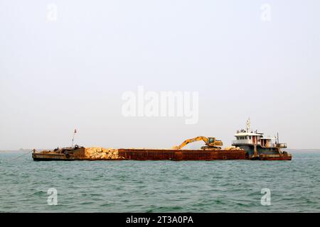 engineering ship in the sea, closeup of photo Stock Photo - Alamy