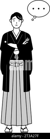 Man wearing Hakama with crest with wipeout and comparison, Vector ...