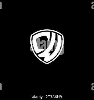 Monogram CW logo with geometric shield and crown, luxury elegant initial logo design vector ...