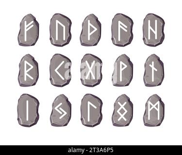 UI game set with magic rune stones. Ancient nordic runic symbols on ...