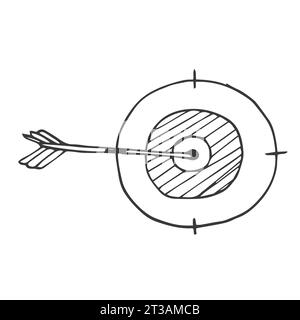 Hand drawn Arrow bullseye icon in sticker style vector illustration ...