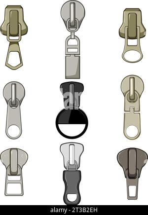 zipper puller set cartoon vector illustration Stock Vector Image & Art - Alamy