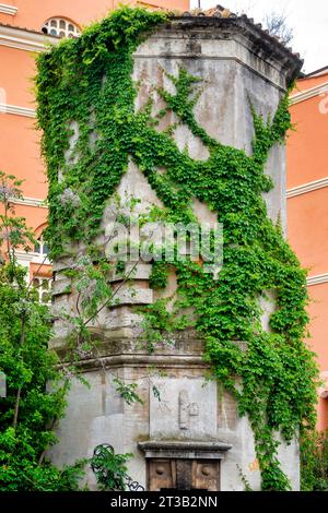 The remains of an old concrete cistern in the ghost town of Sundad ...