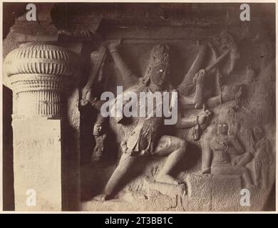 Sculpture of Shiva impaling Andhaka in the Dumar Lena Cave Temple Cave ...