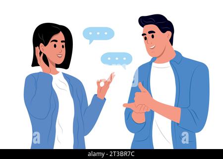 International day of sign languages. A man and a woman with hearing ...