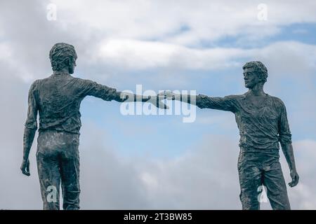 The "Hands Across the Divide" sculpture in Derry, Northern Ireland. The ...