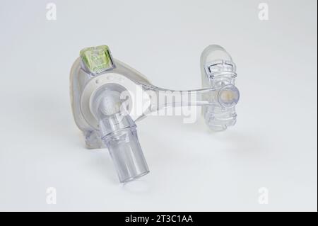 Medical nasal oxygen mask isolated on white. Continuous positive airway ...