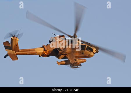 Israeli Air Force AH-64D Saraf armed with practice Hellfire missiles ...