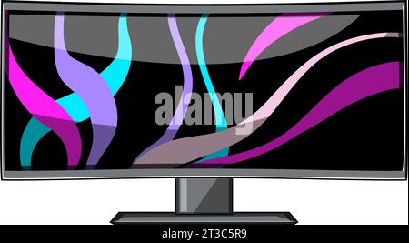 light curved screen cartoon vector illustration Stock Vector Image ...