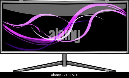 light curved screen cartoon vector illustration Stock Vector Image ...