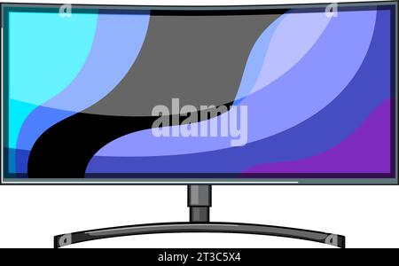 light curved screen cartoon vector illustration Stock Vector Image ...