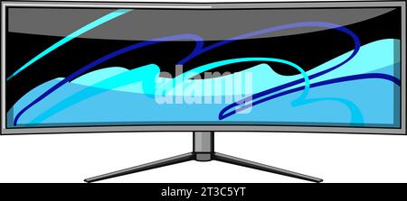 light curved screen cartoon vector illustration Stock Vector Image ...