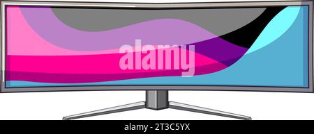 light curved screen cartoon vector illustration Stock Vector Image ...