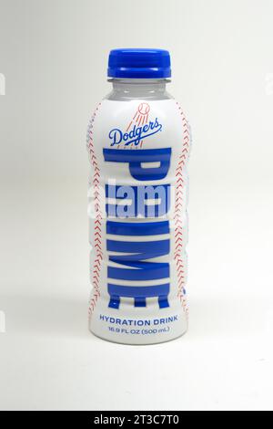 A Los Angeles Dodgers logo branded Prime Hydration Drink Stock Photo ...
