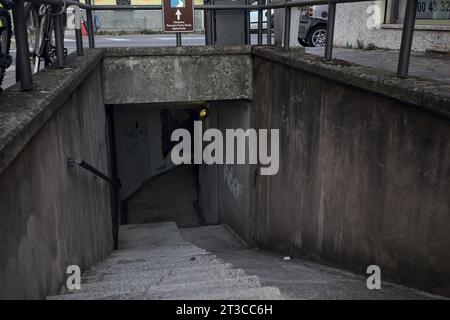Staircase of an underground passage in a residential area of an italian ...