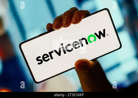 In this photo illustration, the ServiceNow logo is seen displayed on a ...