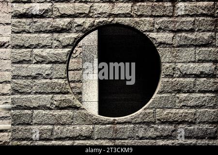 Hollowed out hole for a window in an aerated concrete brick wall ...