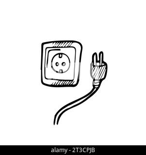 electric switch cartoon vector and illustration, black and white, hand ...