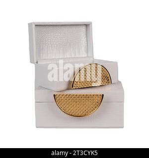 luxury decorative boxes hand made leather isolated Stock Photo - Alamy