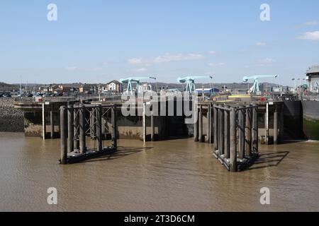 Cardiff bay barrage locks from the Barrage Pier Wales UK Stock Photo ...