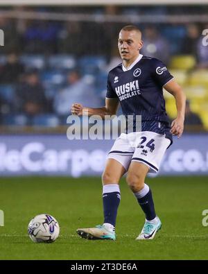 Casper De Norre #24 of Millwall F.C.challenged by Josh Cullen #24 of ...