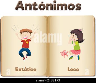 Illustrated picture word card depicting the antonyms 'humano' and ...