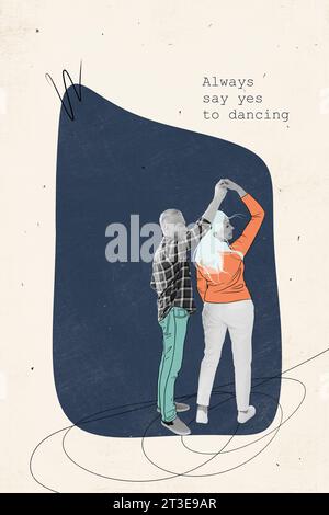 Creative photo vertical collage artwork dancing overjoyed girl absurd ...