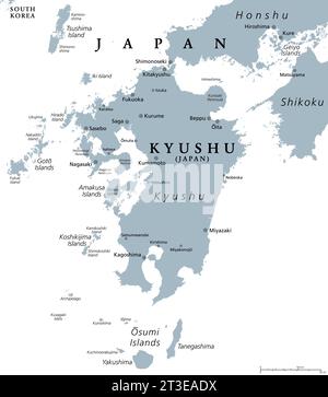 Japan political map. Main islands Honshu, Hokkaido, Kyushu, Shikoku and ...