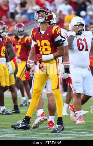 USC linebacker Eric Gentry (18) is fired up with emotion during an NCAA ...