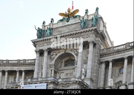 Vienna, Austria. The famous "Hitler Balcony" at the New Hofburg. Adolf ...