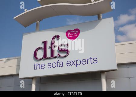 Dfs sofa store sign logo name shop exterior leeds Birstall retail park ...