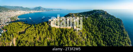 Alanya Castle and Marina from a drone, Alanya, Turkish Riviera on ...