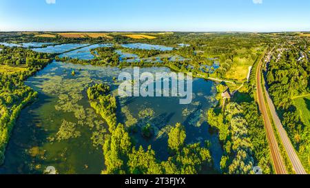 France, Somme, Somme Valley, Long, The Somme marshes between Long and ...